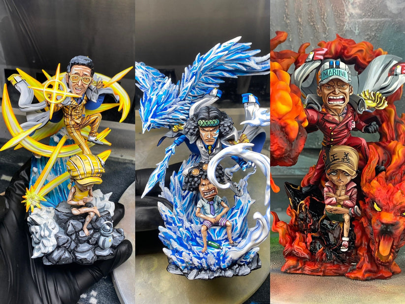 2d comic color one piece figure repaint-Three Great Admirals of one pi ...